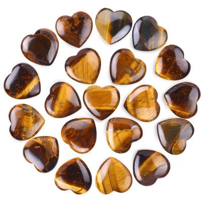 China 0.8 Inch Tiger's Eye Heart Shaped Stone - 20mm Polished Natural Gemstone for Jewelry Making and Home Decor for sale