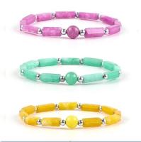 China 3mm 8mm 13mm Rectangle Bead Healing Crystal Gemstone Bracelet - Natural Amethyst Green Aventurine Yellow Jade - 100 Pieces Customizable for sale