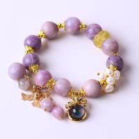 China Handmade Natural Gemstone Elastic Bracelet with 4-12mm Round Beads and Deluxe Charms - Customizable Healing Jewelry for sale