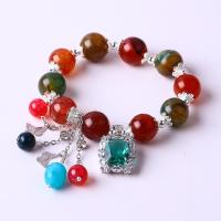 China Handmade Natural Gemstone Elastic Bracelet with 4-12mm Round Beads and Deluxe Charms - Customizable Healing Jewelry for sale