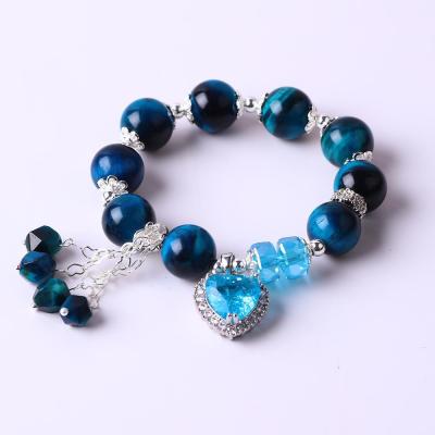 China Handmade Natural Gemstone Elastic Bracelet with 4-12mm Round Beads and Deluxe Charms - Customizable Healing Jewelry for sale