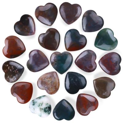 China 0.8 Inch Heart Shaped Indian Agate Crystal Stones - 20mm Natural Gemstones for Jewelry Making and Home Decor for sale