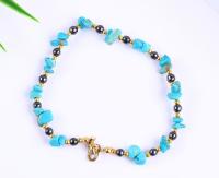 China Natural Hematite Stone Anklets Bracelets Crystal Chip Gravel Ankle Chain Jewelry Custom 100pcs for sale