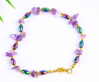 China Natural Hematite Stone Anklets Bracelets Crystal Chip Gravel Ankle Chain Jewelry Custom 100pcs for sale
