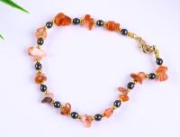 China Natural Hematite Stone Anklets Bracelets Crystal Chip Gravel Ankle Chain Jewelry Custom 100pcs for sale