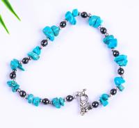 China Natural Hematite Stone Anklets Bracelets Crystal Chip Gravel Ankle Chain Jewelry Custom 100pcs for sale