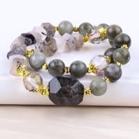 China Natural Labradorite Crystal Double Layer Bracelet with 10MM 14MM Multifaceted Round Beads for Unisex Jewelry for sale