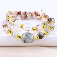 China Natural Garden Quartz 8mm 10mm 14mm Bead Bracelet with Labradorite and Clear Quartz - Stretch Design Unisex Jewelry for sale