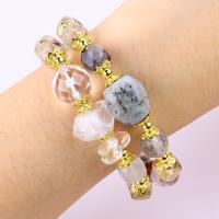 China Natural Garden Quartz 8mm 10mm 14mm Bead Bracelet with Labradorite and Clear Quartz - Stretch Design Unisex Jewelry for sale