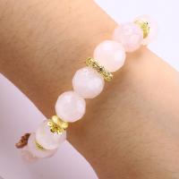 China Natural Rose Quartz Gemstone Bracelet 19cm Handmade Adjustable Giraffe Charm Jewelry for sale