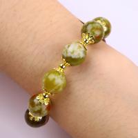 China Natural Yellow Dragon Blood Stone Beaded Bracelet 21cm Handmade Adjustable Gemstone Jewelry for sale