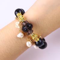 China Natural Ink Blue Tiger Eye Gemstone Beaded Bracelet 20cm Adjustable Handmade Jewelry for sale