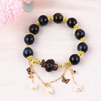 China Natural Ink Blue Tiger Eye Gemstone Beaded Bracelet 20cm Adjustable Handmade Jewelry for sale