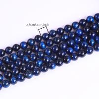 China 8mm Natural Dark Blue Tiger Eye Gemstone Beads 45cm Strand 35g for DIY Jewelry Making and Crafting for sale