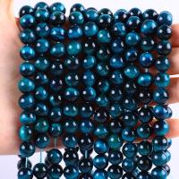 China 8mm Lake Blue Tiger's Eye Gemstone Beads 45cm Strand 35g for Jewelry Making DIY for sale