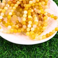 China Natural Yellow Jade Round Beads 4-12mm Loose Bead Strands for DIY Jewelry Making for sale
