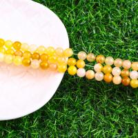 China Natural Yellow Jade Round Beads 4-12mm Loose Bead Strands for DIY Jewelry Making for sale