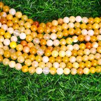 China Natural Yellow Jade Round Beads 4-12mm Loose Bead Strands for DIY Jewelry Making for sale