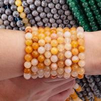 China Natural Yellow Jade Round Beads 4-12mm Loose Bead Strands for DIY Jewelry Making for sale