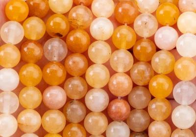 China Natural Yellow Jade Round Beads 4-12mm Loose Bead Strands for DIY Jewelry Making for sale