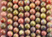 China Natural Unakite Round Beads 4-12mm Loose Gemstone Strands for DIY Jewelry Making and Custom Crafts for sale