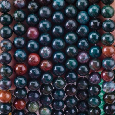 China Natural Blood Stone Round Beads 4-12mm Loose Strands for DIY Jewelry Making for sale