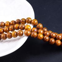 China Natural Golden-Thread Jade Round Beads 4-12mm Loose Bead Strands for DIY Jewelry Making for sale