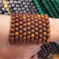 China Natural Golden-Thread Jade Round Beads 4-12mm Loose Bead Strands for DIY Jewelry Making for sale