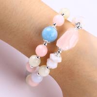 China Morganite Handmade DIY Double Layer Natural Crystal Multifacted Round Bead Bracelet For Gift for sale