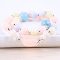 China Morganite Handmade DIY Double Layer Natural Crystal Multifacted Round Bead Bracelet For Gift for sale