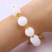 China Natural White Agate 14MM  Crystal Single Circle Hand String Butterfly Charm Bracelet For Gift for sale