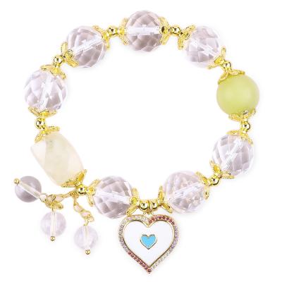 China Natural Clear Quartz Crystal 14mm Multifaceted Round Bead Bracelet for Meditation Healing for sale