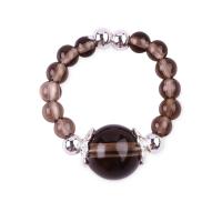 China Handmade Gemstone Beaded Ring Adjustable Tea-coloured Citrine Stone Ring For Party Daily Wearing for sale