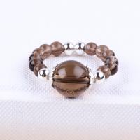 China Handmade Gemstone Beaded Ring Adjustable Tea-coloured Citrine Stone Ring For Party Daily Wearing for sale
