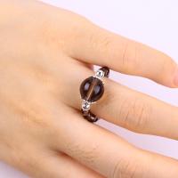 China Handmade Gemstone Beaded Ring Adjustable Tea-coloured Citrine Stone Ring For Party Daily Wearing for sale