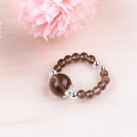 China Handmade Gemstone Beaded Ring Adjustable Tea-coloured Citrine Stone Ring For Party Daily Wearing for sale