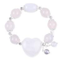 China White Agate Crystal Big Bead Bracelet 8mm Healing Energy Unisex Jewelry Daily Wear for sale