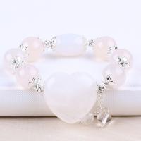 China White Agate Crystal Big Bead Bracelet 8mm Healing Energy Unisex Jewelry Daily Wear for sale