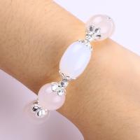 China White Agate Crystal Big Bead Bracelet 8mm Healing Energy Unisex Jewelry Daily Wear for sale