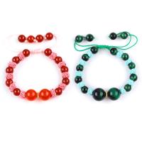 China 8mm Green Tiger Eye Red Chalcedony Adjustable Braided Rope Healing Bead Bracelet for sale