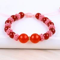 China 8mm Green Tiger Eye Red Chalcedony Adjustable Braided Rope Healing Bead Bracelet for sale