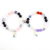 China 8mm Multi Color Natural Crystal Hearts Magnets Bracelet Unisex Healing Jewelry Gift for sale