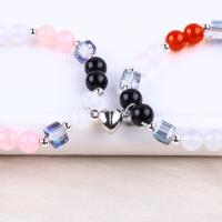 China 8mm Multi Color Natural Crystal Hearts Magnets Bracelet Unisex Healing Jewelry Gift for sale