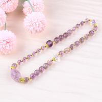 China Double Layer Purple Azeztulite 10mm 14mm Bead Bracelet - Natural Gemstone with Copper Gold Plating for sale