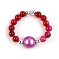 China 4mm Handmade Rose Red Tiger Eye Gemstone Ring Adjustable Elastic 7.3cm Party Jewelry for sale