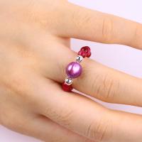 China 4mm Handmade Rose Red Tiger Eye Gemstone Ring Adjustable Elastic 7.3cm Party Jewelry for sale