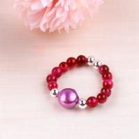 China 4mm Handmade Rose Red Tiger Eye Gemstone Ring Adjustable Elastic 7.3cm Party Jewelry for sale