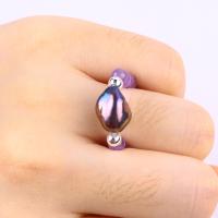 China Handmade 4mm Sodalite Gemstone Beaded Ring Adjustable Elastic with Pearl Charm for Women for sale