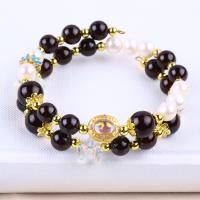 China Custom DIY 8mm Garnet Pearl Flower Spacer Bead Double Bangle Daily Wear Jewelry for sale