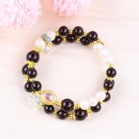 China Custom DIY 8mm Garnet Pearl Flower Spacer Bead Double Bangle Daily Wear Jewelry for sale